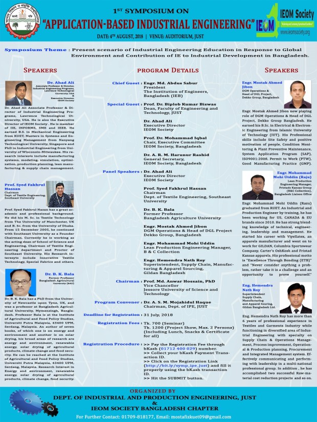 1st IEOM Symposium on Application-based Industrial Engineering ...