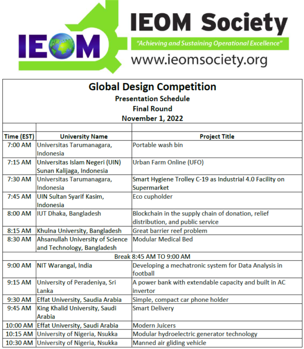 IEOM Global Design Competition | IEOM
